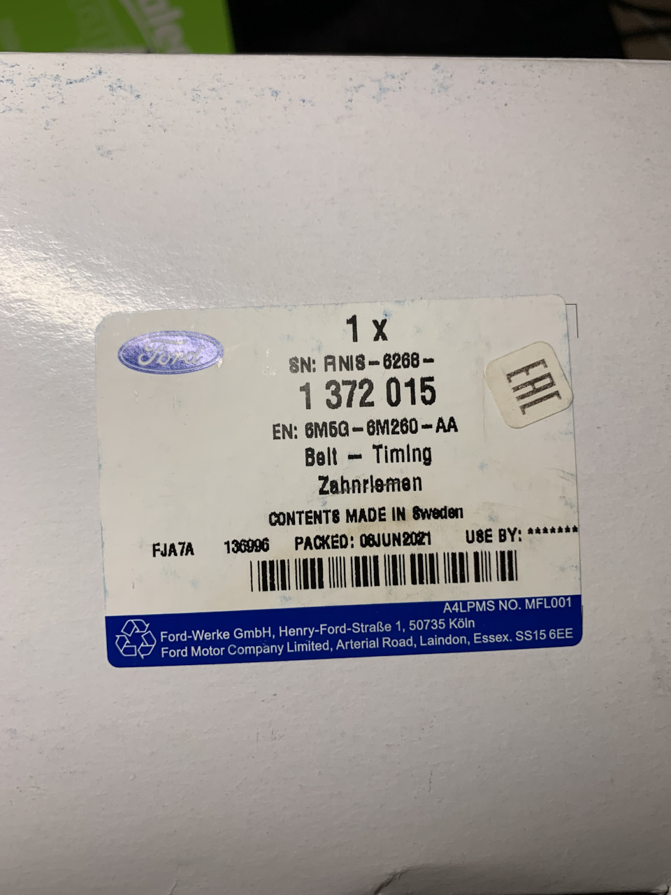 1372015 Ремень ГРМ Z142x230 / Duratec 2.5 Ford | Запчасти на DRIVE2