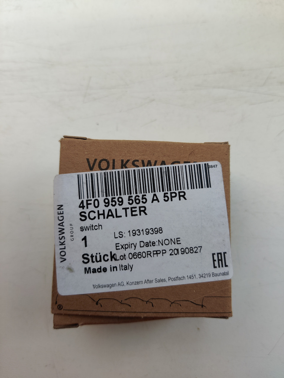 4F0959565A5PR Кнопка управления зеркалами заднего вида / AUDI A-1,3,6 ...