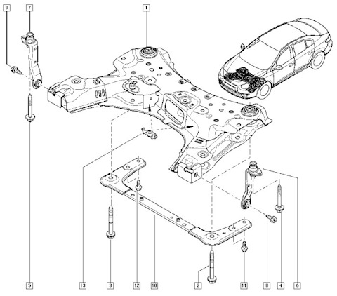 544019550R Подрамник пер RENAULT | Запчасти на DRIVE2