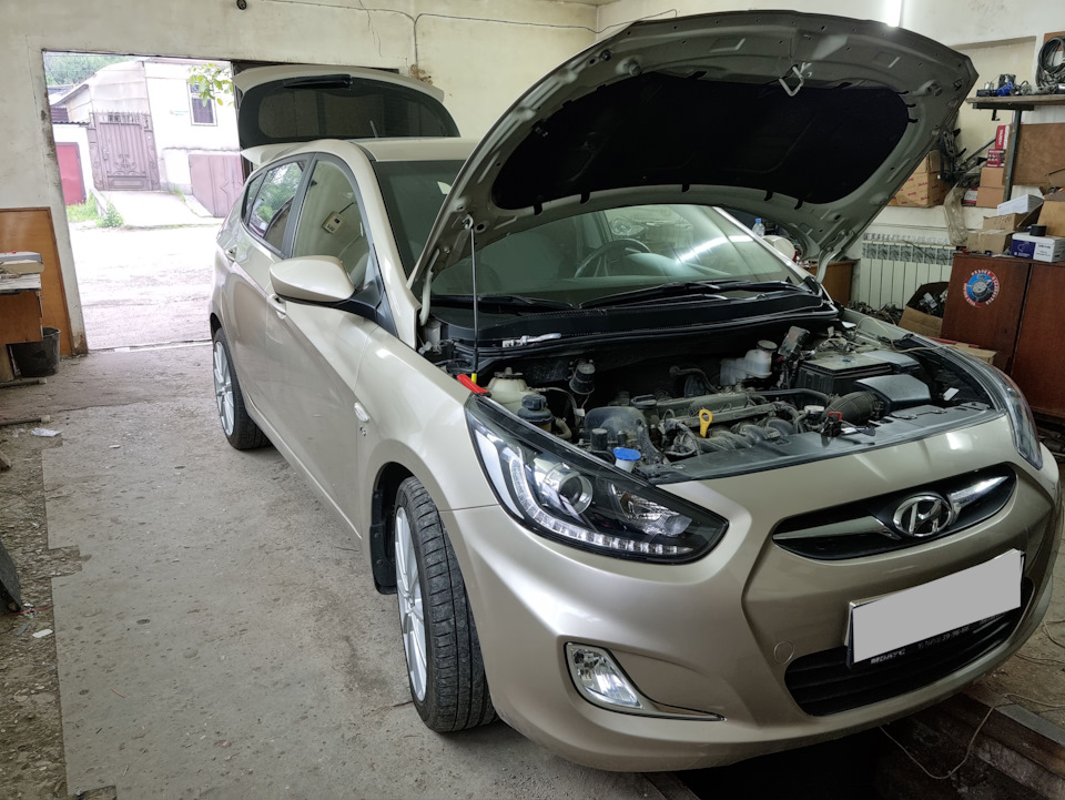 №35. Линзованные фары на Солярис 1 — Hyundai Solaris Hatchback, 1,6 л ...