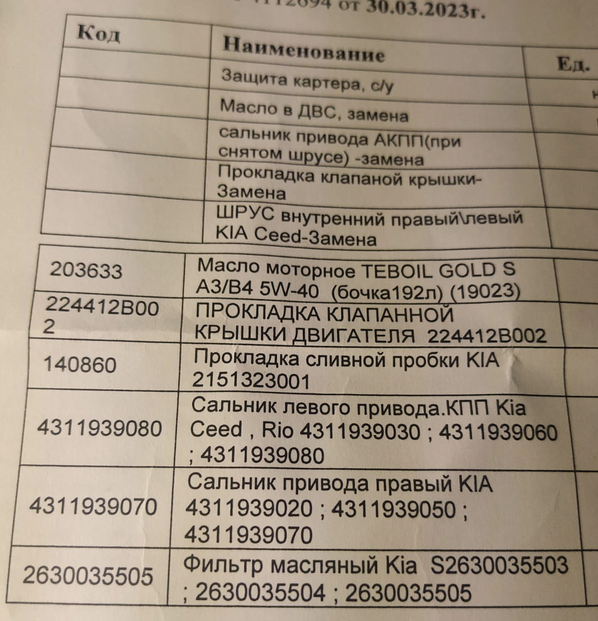 замена внутренних шрус-ов — KIA Ceed SW (1G), 2010 года | поломка | DRIVE2