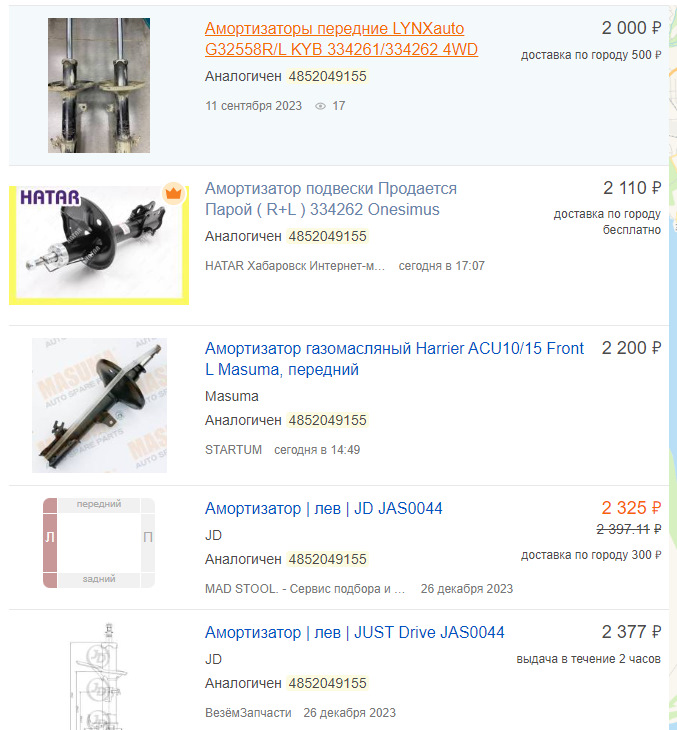 Амортизатор Toyota Harrier 1999 под замену. Что выбрать? — Toyota ...