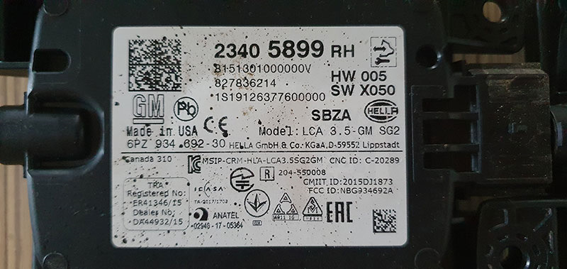 Радар слепой зоны SBZA 23405898 левый на Cadillac Escalade (4G ...