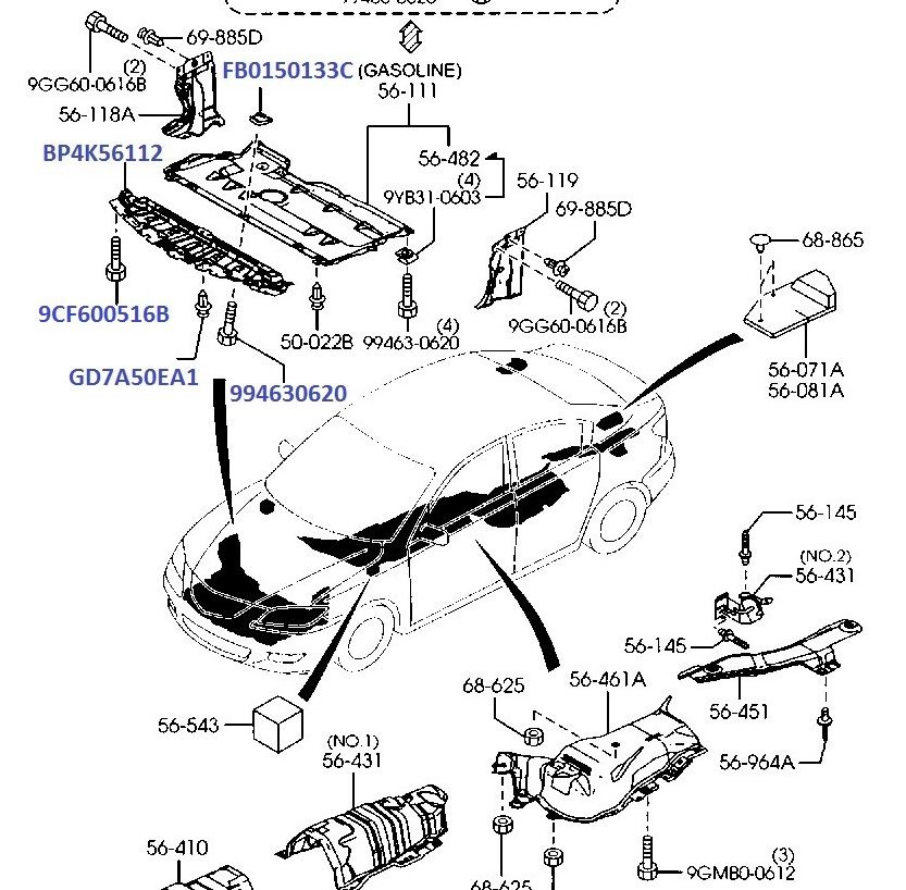 FB0150133C Гайка защиты двигателя mazda Mazda | Запчасти на DRIVE2