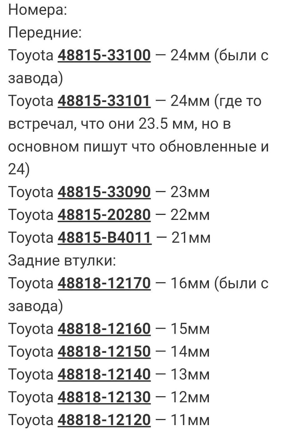 4881812150 Втулка стабилизатора TOYOTA LEXUS | Запчасти на DRIVE2