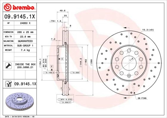 Тормозные диски BREMBO XTRA на Audi A3 (8V), SEAT Leon (Mk III), Skoda ...