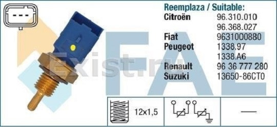 9631000880 Датчик, температура охлаждающей жидкости FIAT ALFA LANCIA ...