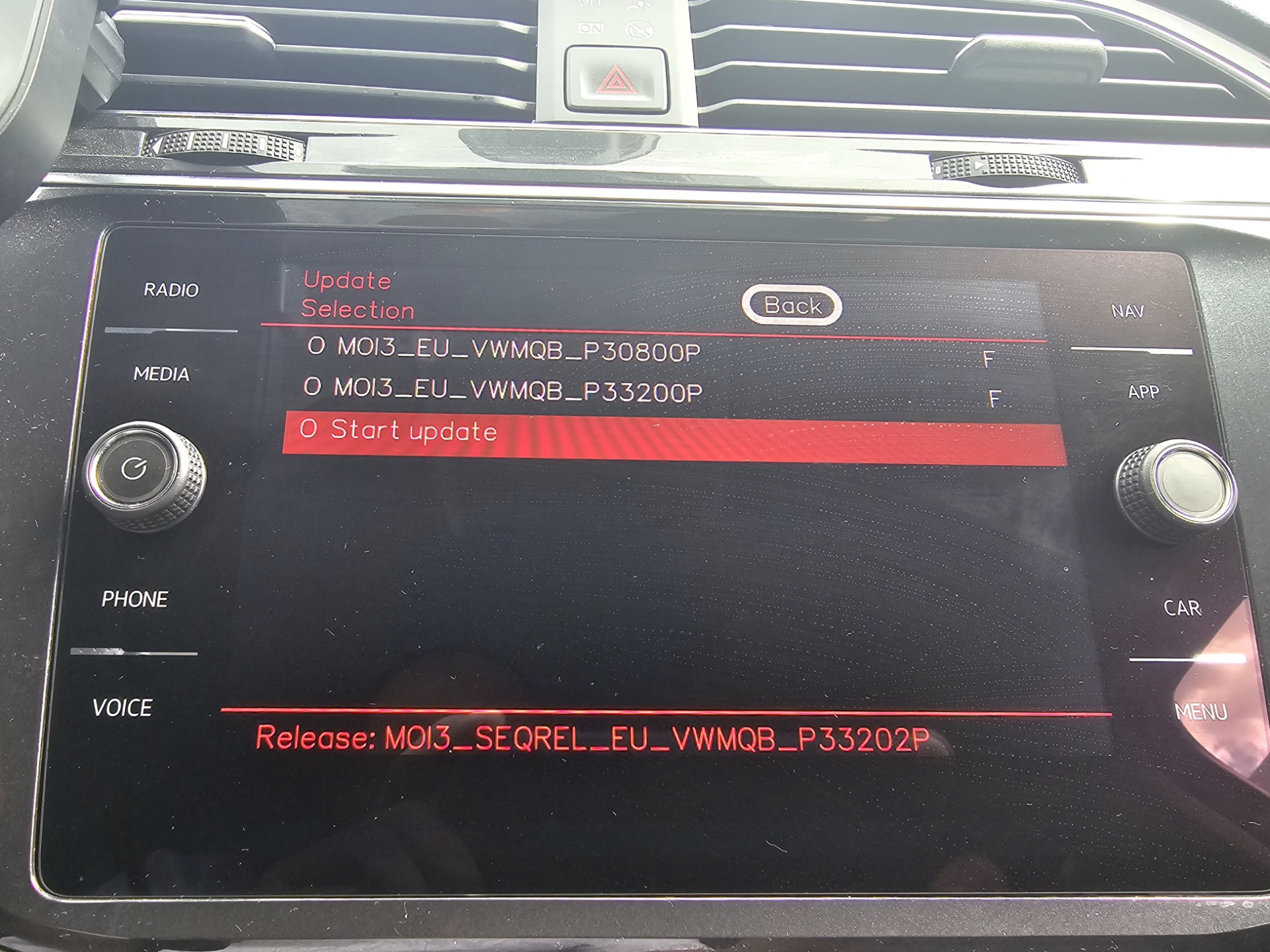 Обновление прошивки MIB3 MOI3 Preh/Joynext с SW:0330 на SW:0332 ...