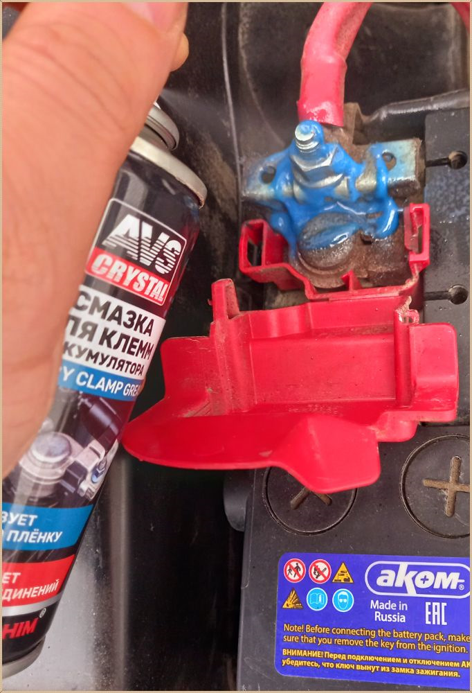 Есть контакт. Смазка для клемм аккумулятора — Renault Sandero 1G, 1,6 л, 2014 года | аксессуары ...