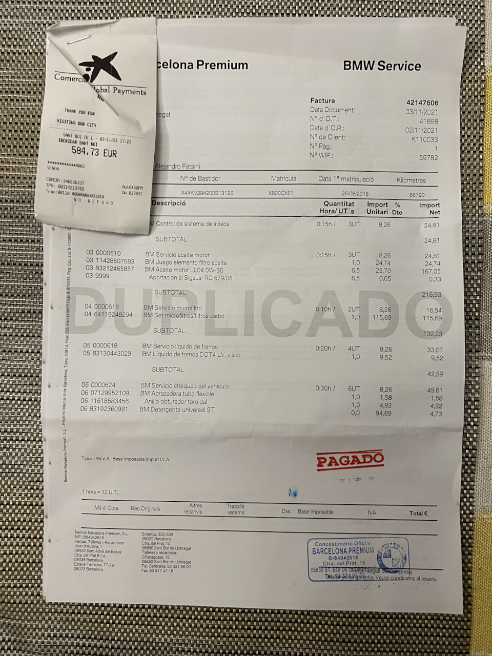 27. ТО в Барселоне. Итоги. — BMW X6 (F16), 3 л, 2016 года | плановое ТО ...