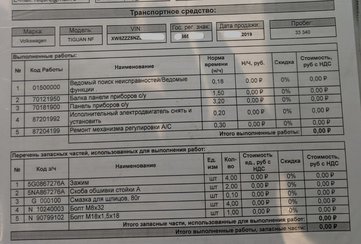 Смазка заслонок климата — гарантия — Volkswagen Tiguan (2G), 1,4 л ...