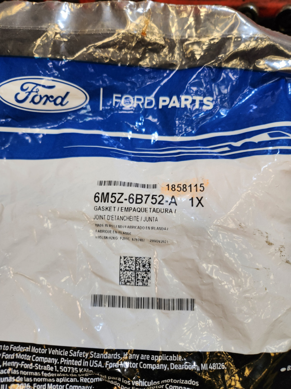 1858115 Прокладка маслоотделителя / 1,6 EcoBoost 10~ Ford | Запчасти на ...