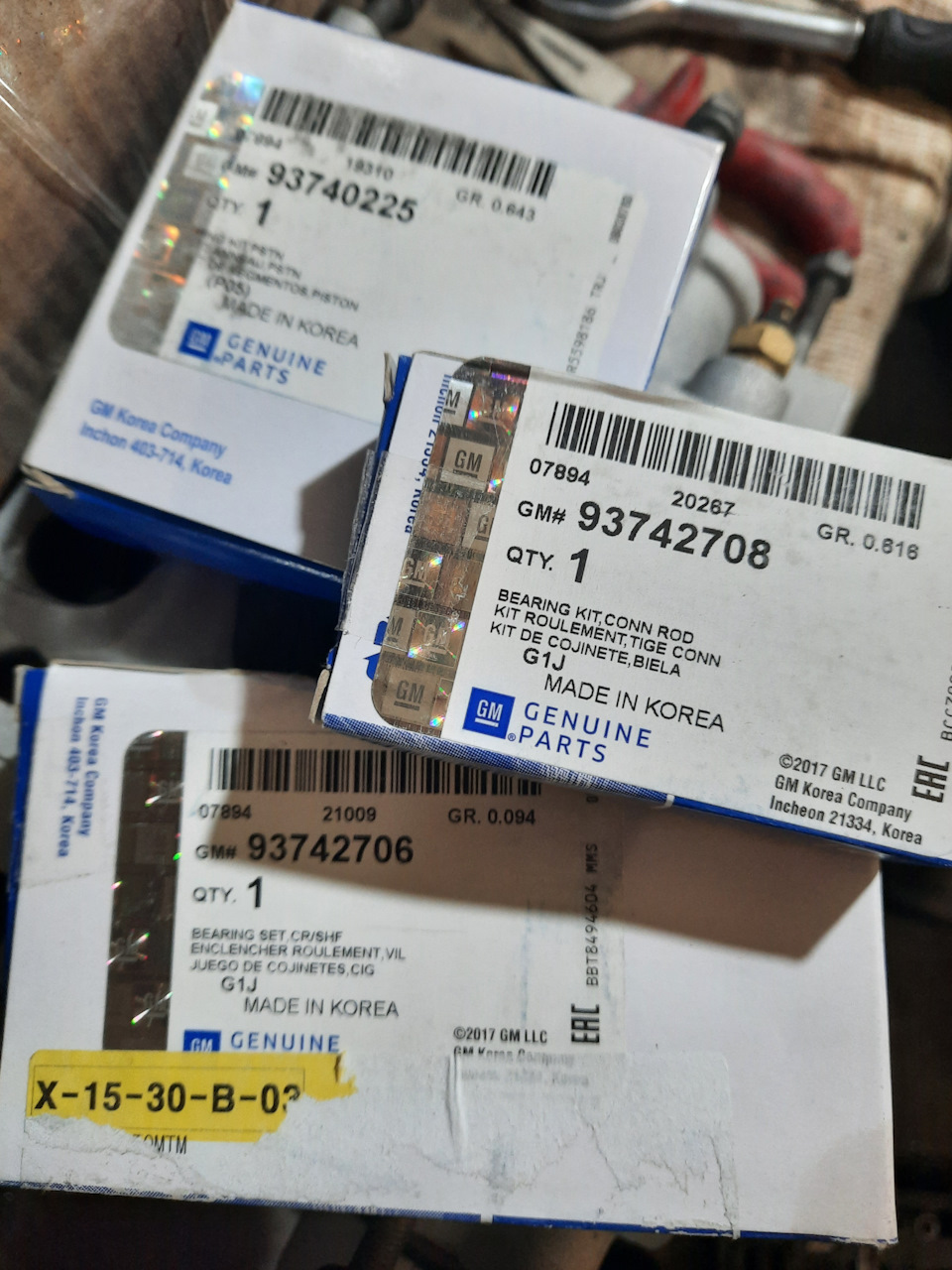 93742706 Вкладыши коренные Chevrolet Aveo, Lacetti, Nubira GM ...