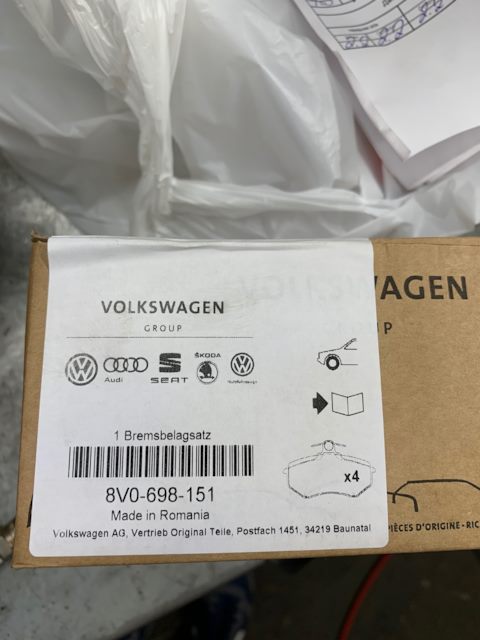 8V0698151 Колодки тормозные VAG | Запчасти на DRIVE2