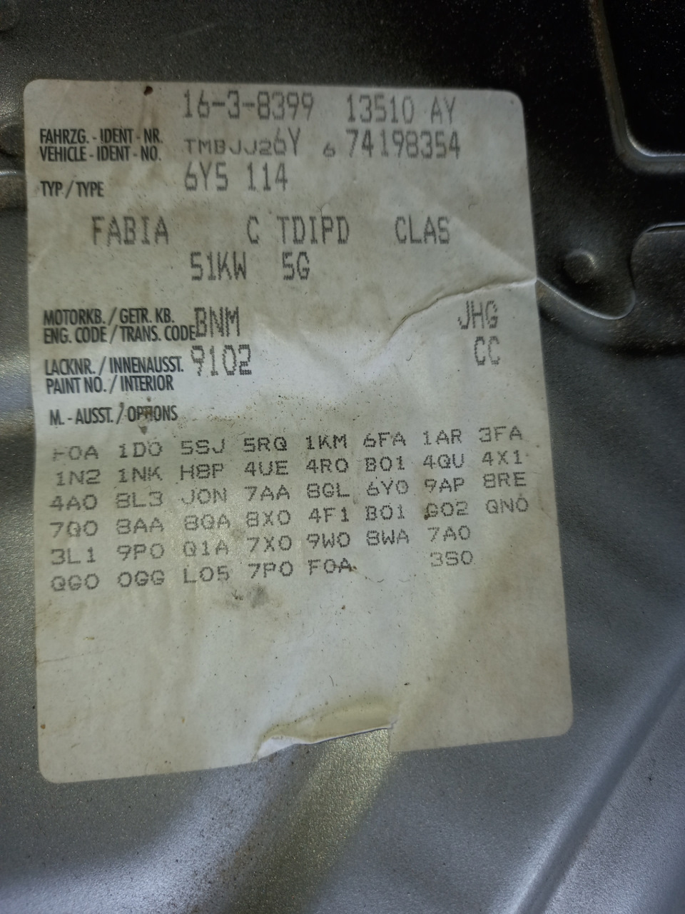Наклейка, для себя! — Skoda Fabia Combi Mk1, 1,4 л, 2007 года ...
