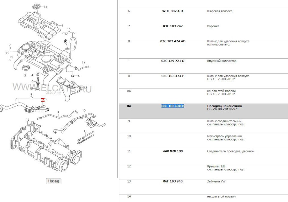 03C103638B НАСАДКА/НАКОНЕЧНИК VAG | Запчасти на DRIVE2