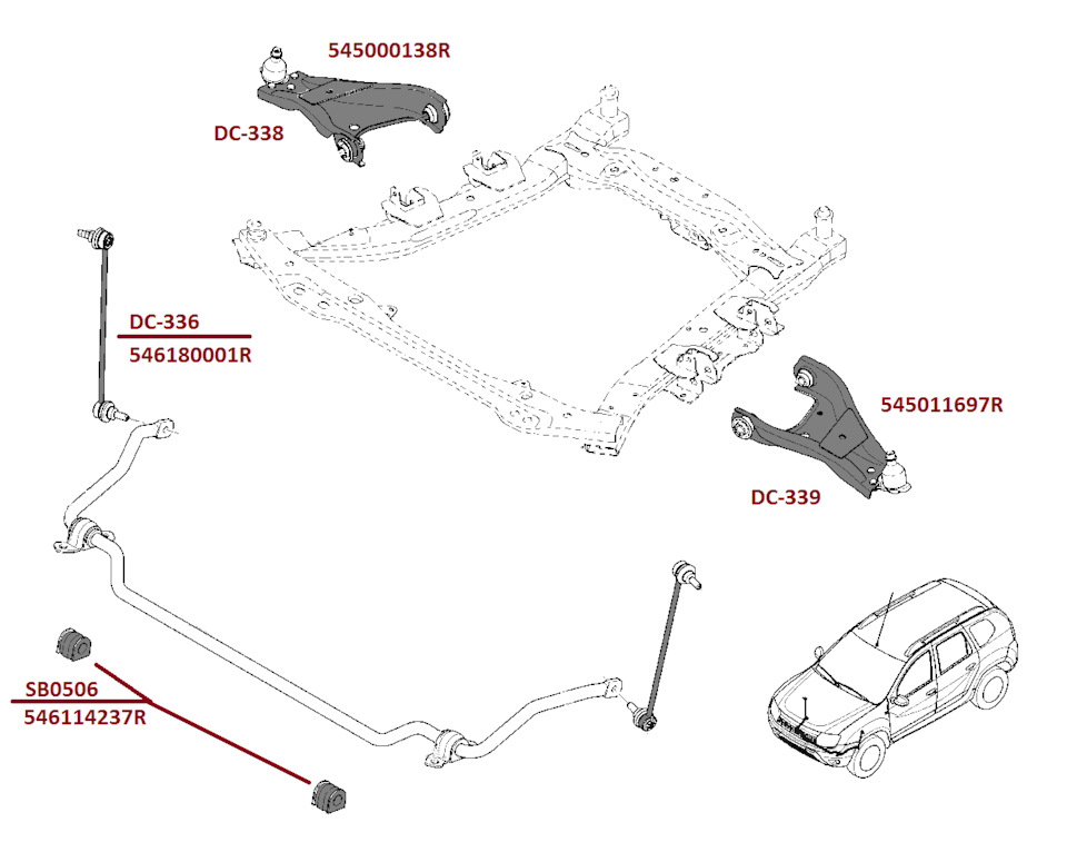 Передняя подвеска Renault Duster — рычаги на Renault Duster (1G ...