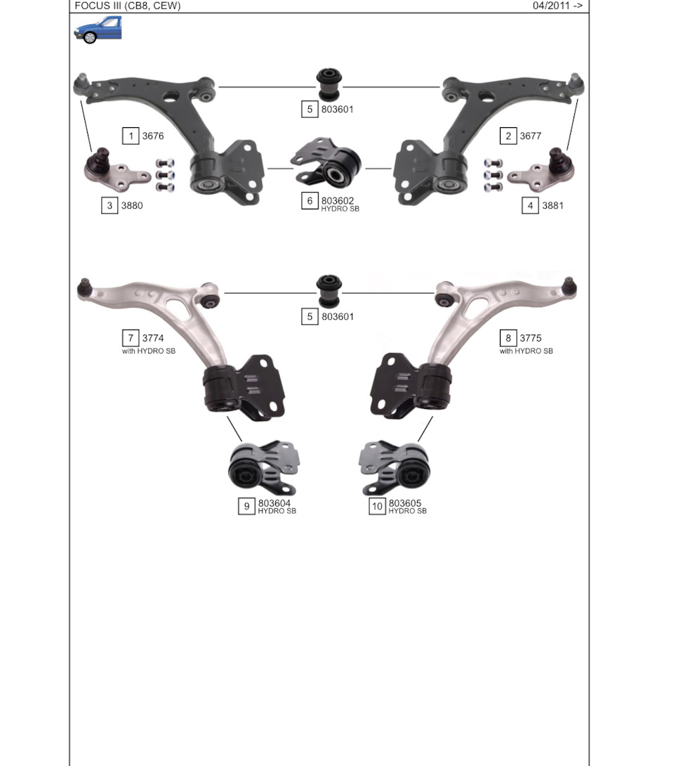 Подвеска Форд Фокус 3 фирмы SIDEM — Ford Focus Hatchback III, 1,6 л ...
