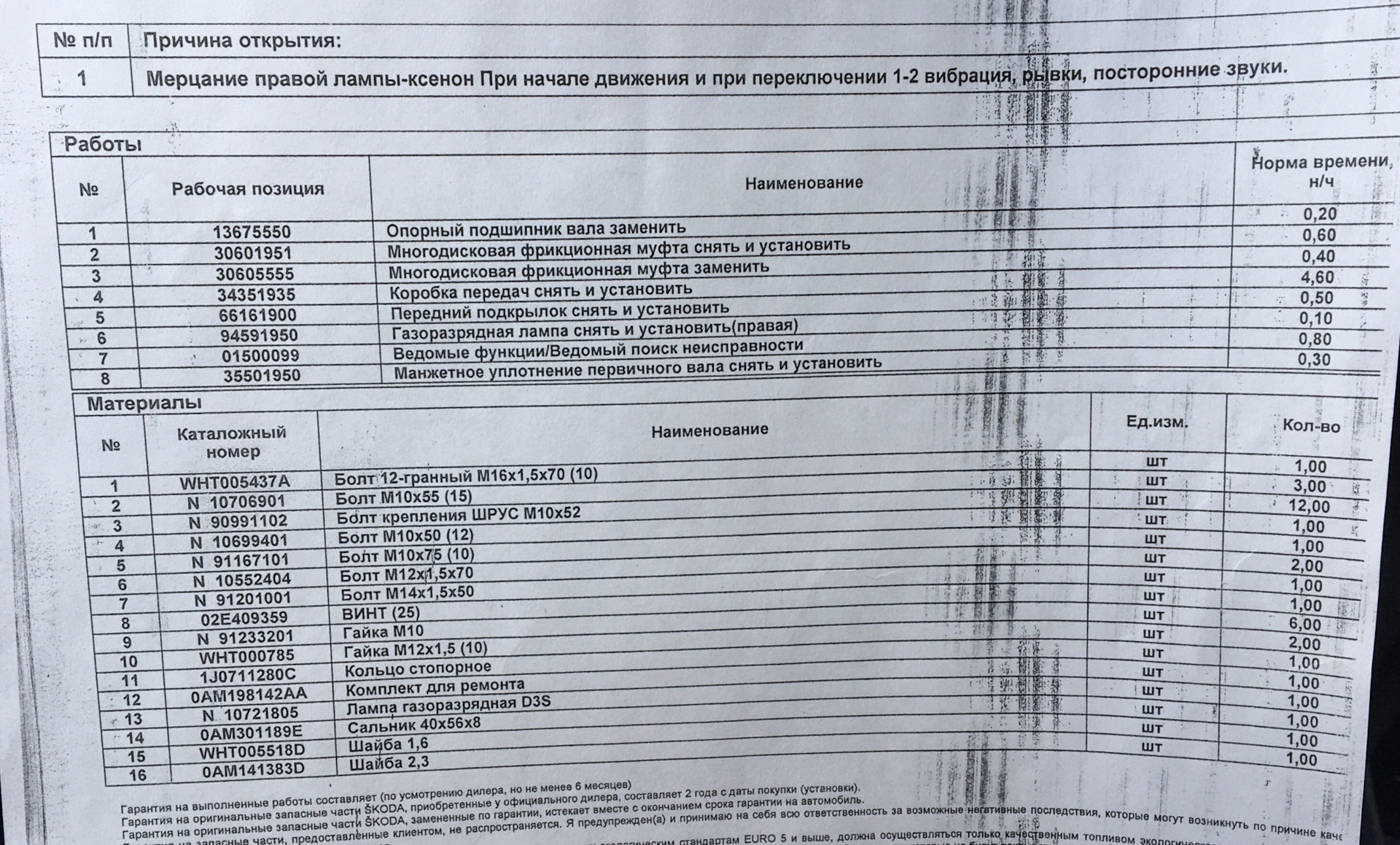 Замена сцепления по гарантии — Skoda Superb Mk3, 1,8 л, 2018 года ...