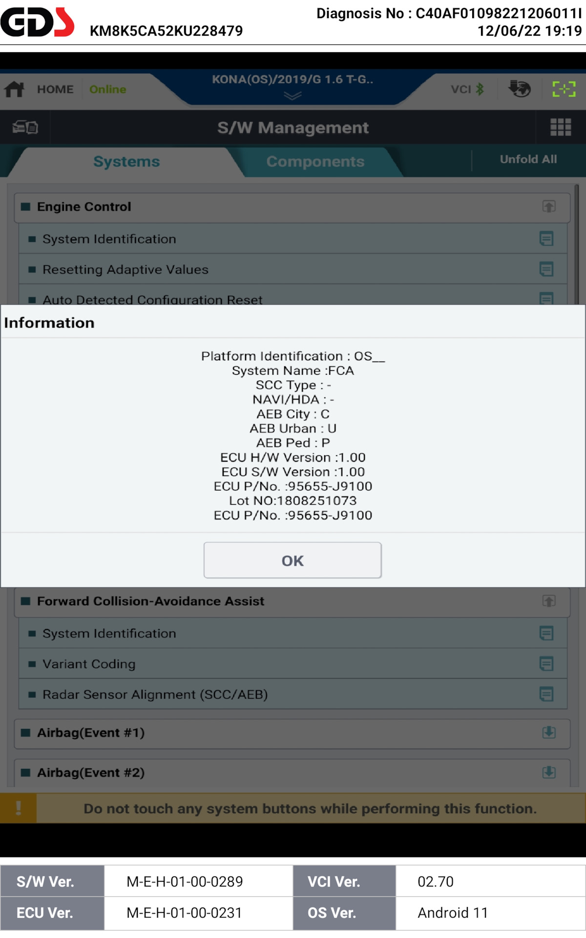 Hyundai Kona OS Gamma G4FJ 1.6T-GDI 177hp 7DCT-4WD D7UF1 дорестайл USA 2019MY. Устранение ошибки ...