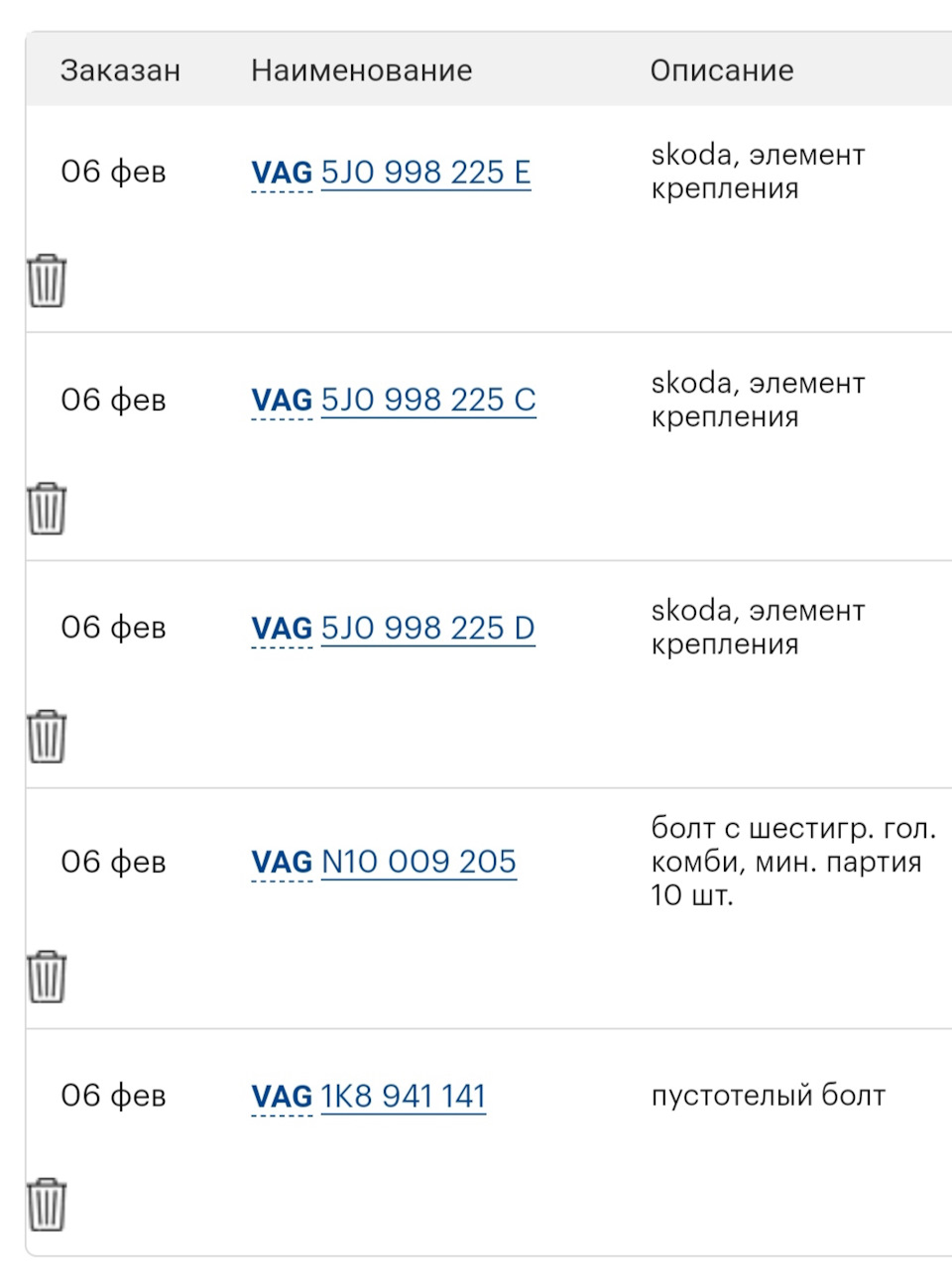 1K8941141 Болт VAG | Запчасти на DRIVE2