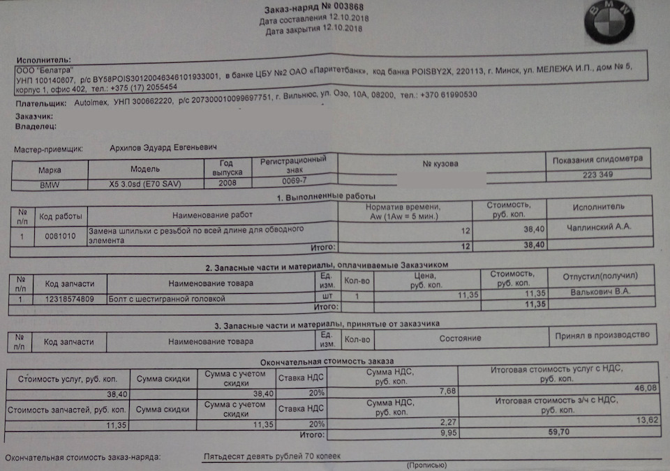 12318574809 Болт BMW | Запчасти на DRIVE2