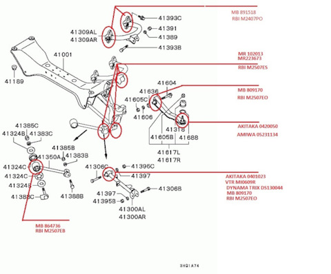 MR223673 Сайлентблок верхний задней цапфы DIAMANTE/SIGMA/MAGNA 94-05 ...