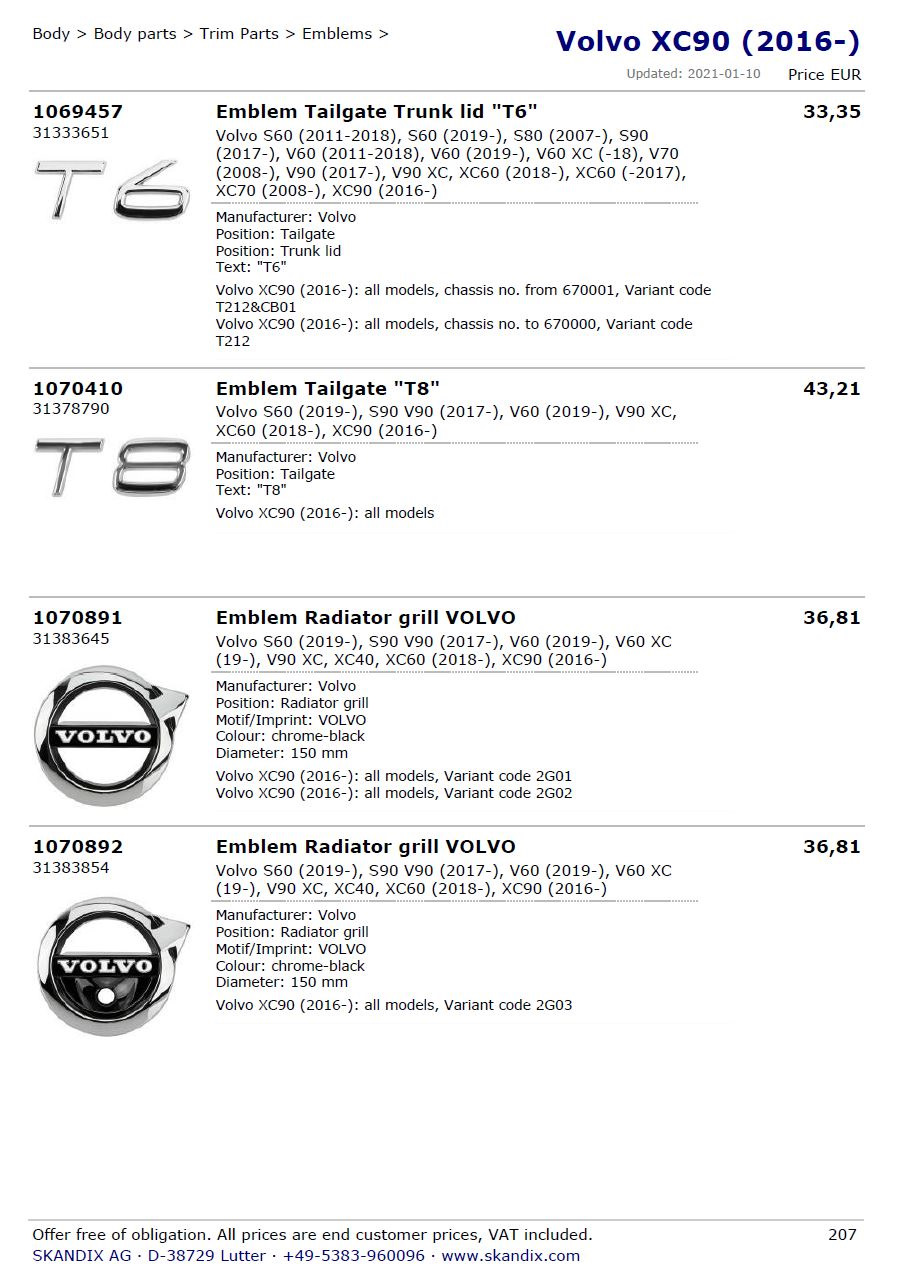 Каталог запчастей XC90 (2016-) с немецкого сайта www.skandix.de — Volvo ...