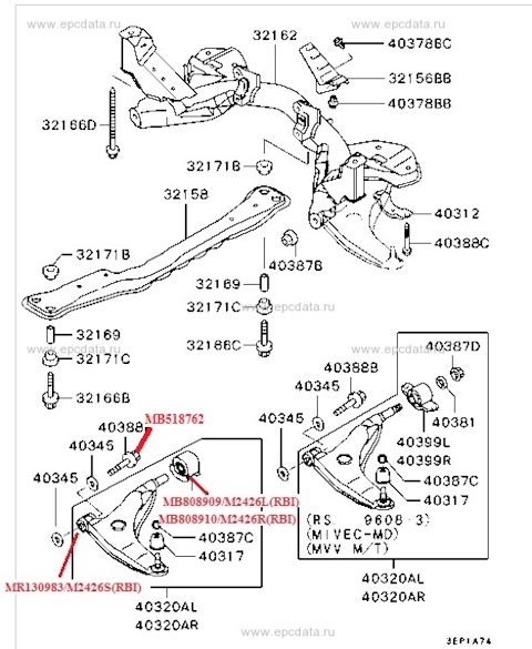 MB808910 Втулка нижнего рычага передней подвески Mitsubishi | Запчасти ...
