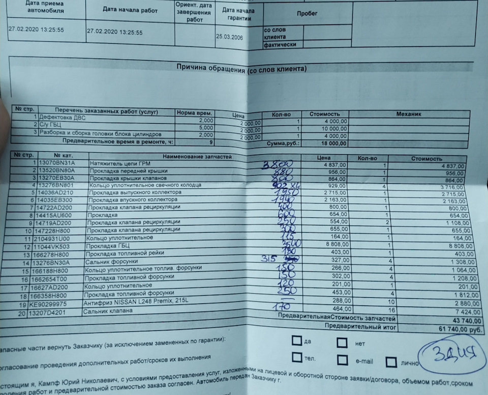Прокладки на 40 т.р. — Nissan Pathfinder (3G), 2,5 л, 2005 года | визит ...