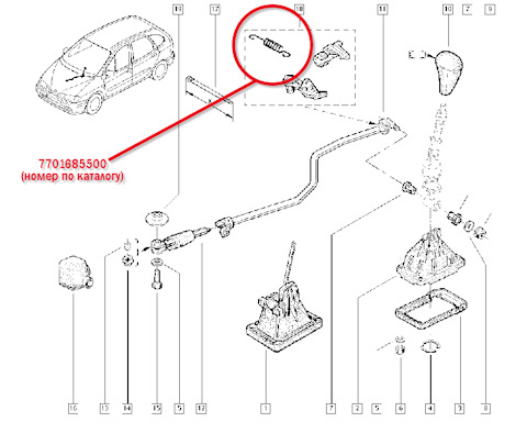 7701685500 Пружина возвратн рычага кп RENAULT | Запчасти на DRIVE2