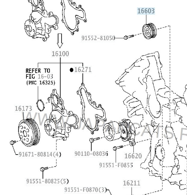 Натяжитель ремня и обводной ролик — Lexus LX (URJ200/URJ201), 5,7 л ...