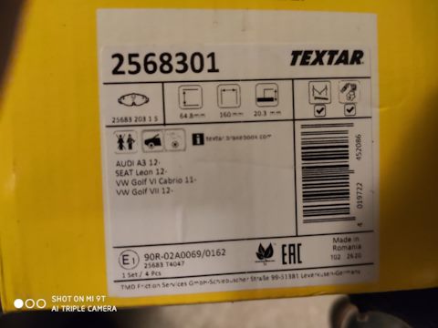 2568301 Комплект тормозных колодок. Передняя ось TEXTAR | Запчасти на ...