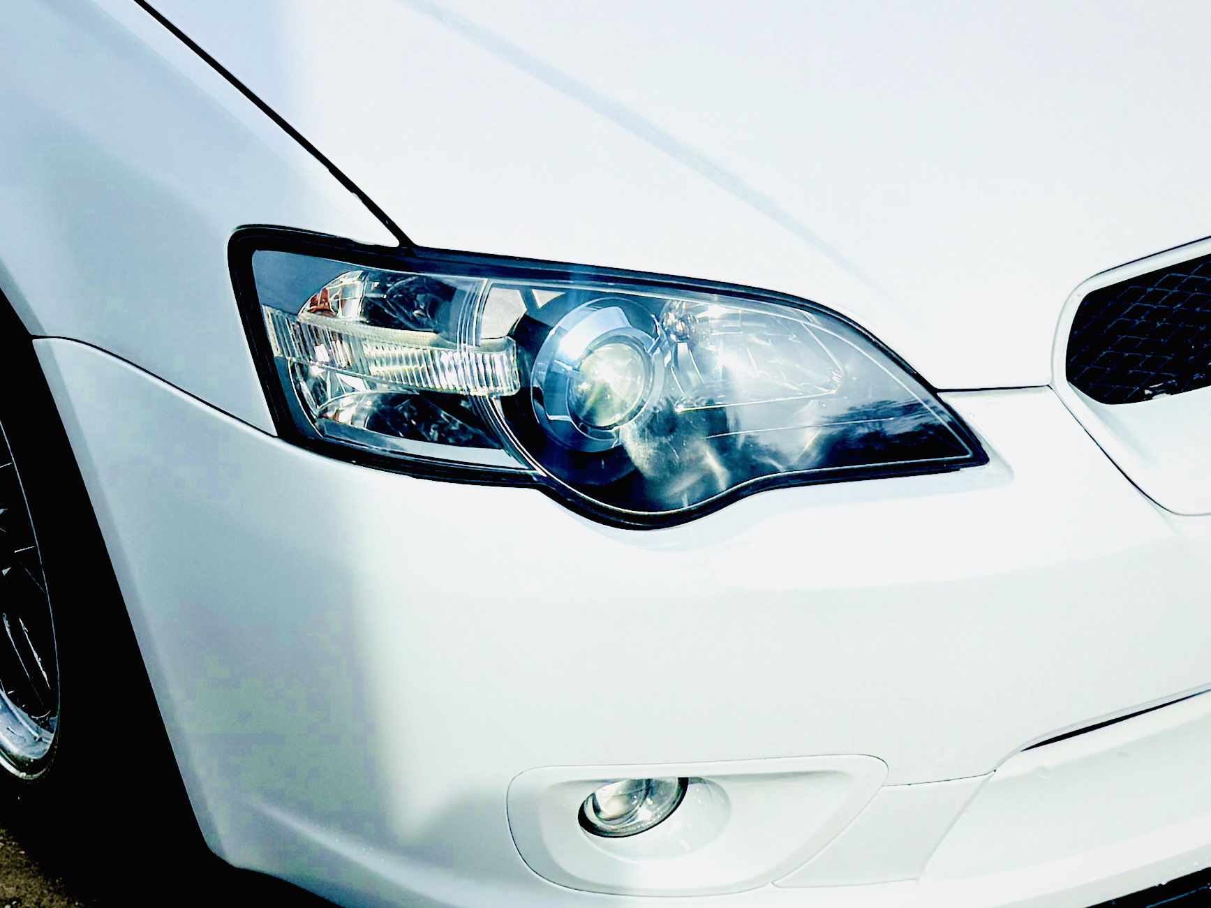 Фары с черной маской и голубыми линзами + светяшка — Subaru Legacy (BL ...