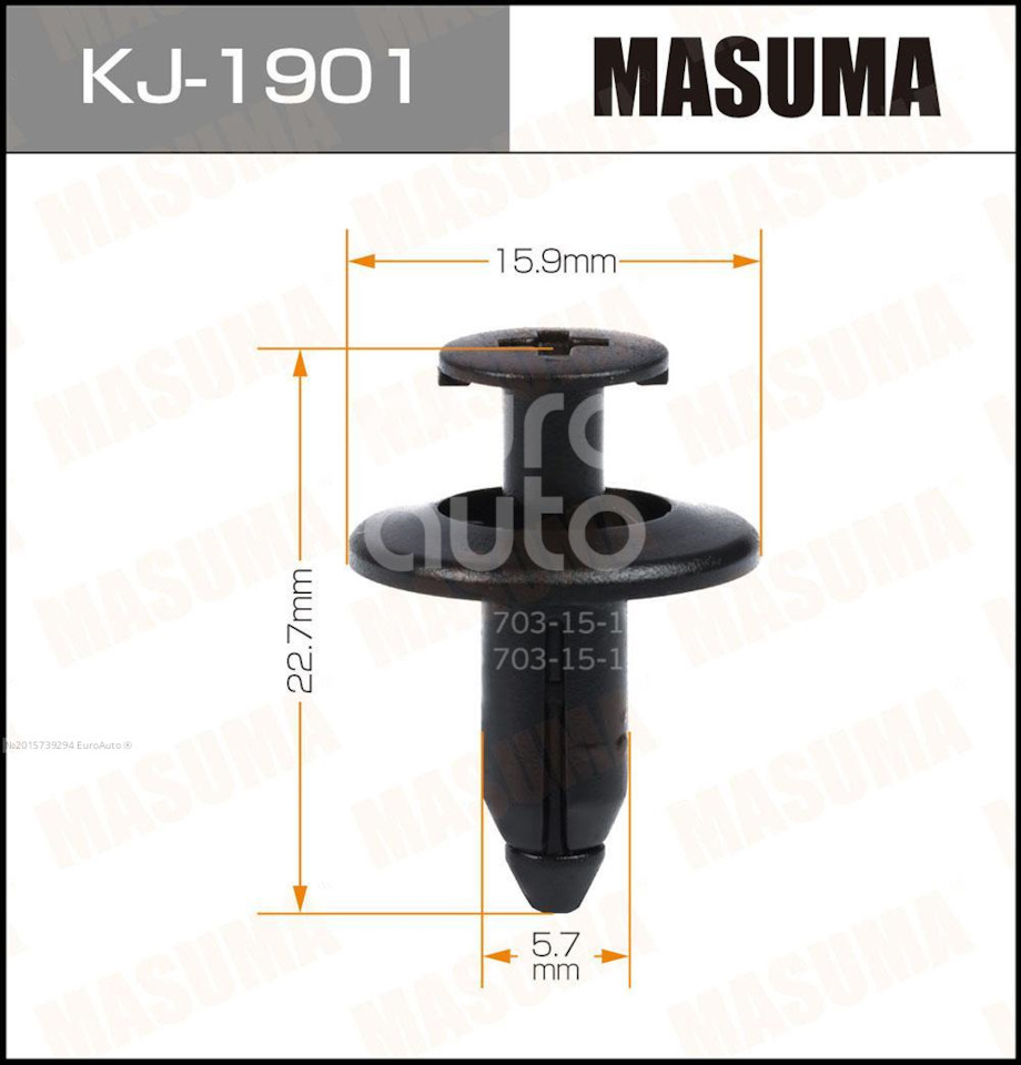 KJ1901 Клипса пластиковая MASUMA | Запчасти на DRIVE2