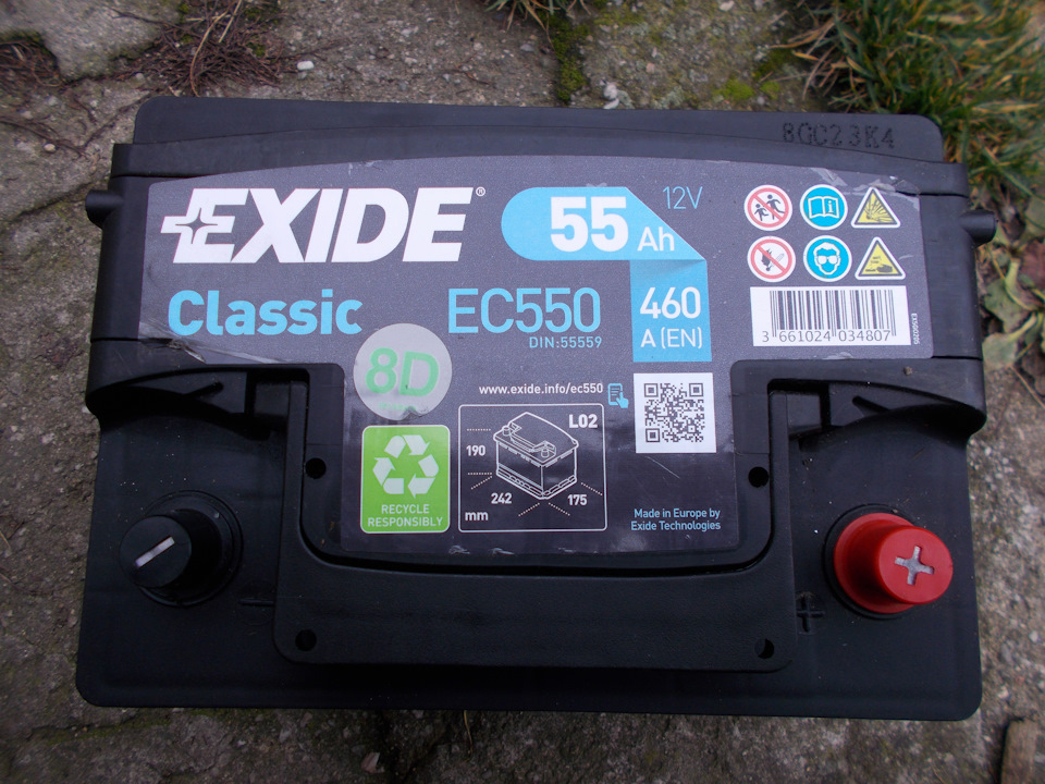 EC550 Аккумулятор 55Ah 460A EXIDE | Запчасти на DRIVE2