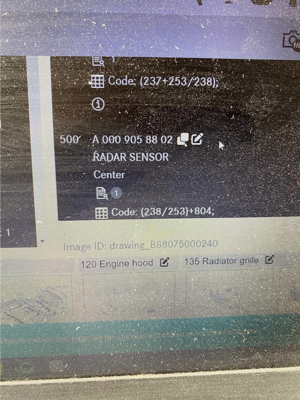 A0009058802 Радар системы collision prevention assis Mercedes ...