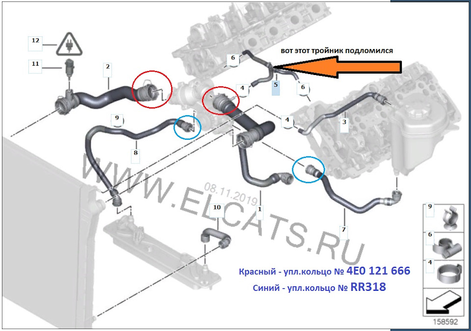 Уплотнительные кольца системы охлаждения N62 4.8_часть 2 — BMW X5 (E70 ...
