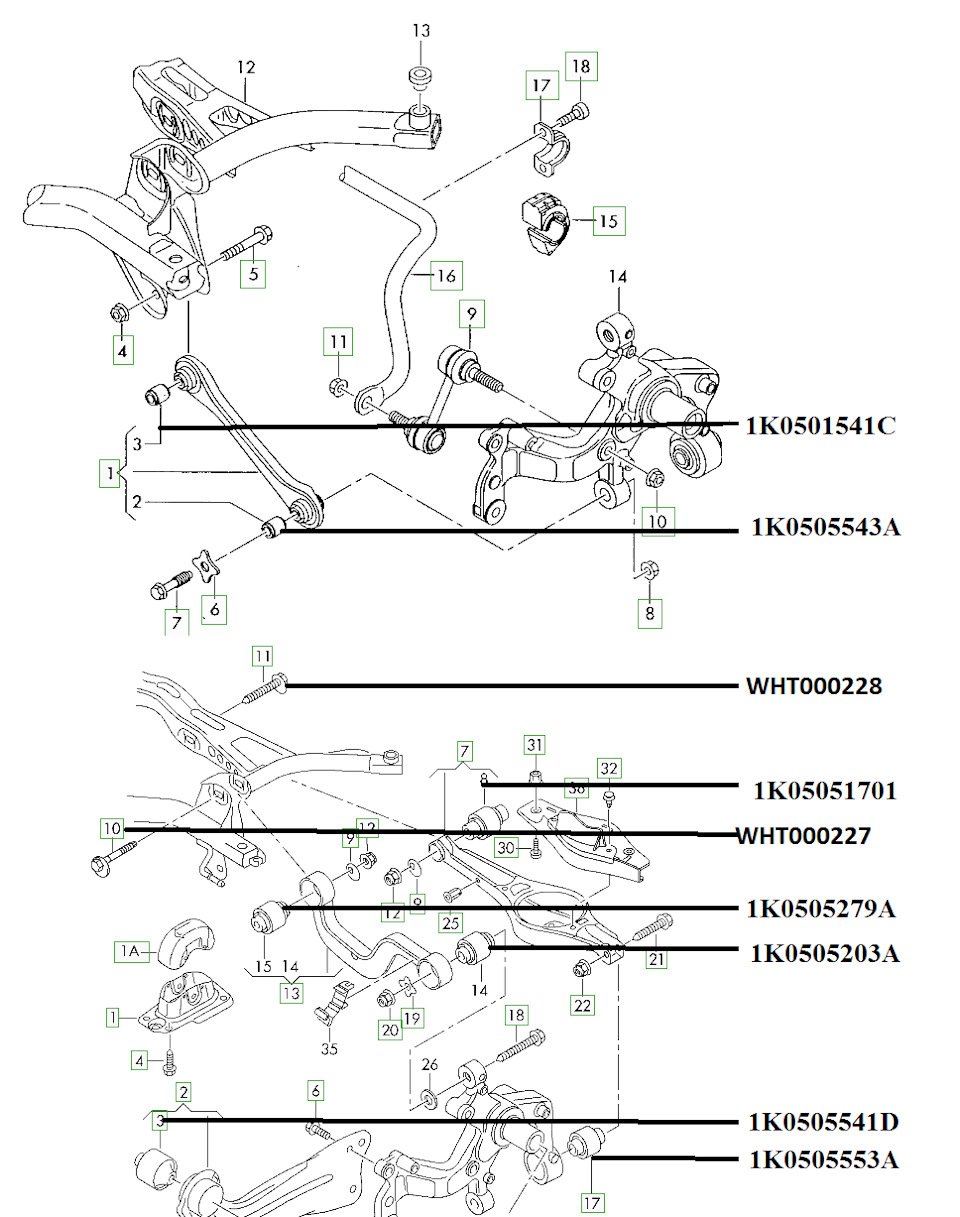 1K0505203A Сайлент-блок рычага независимой подвески VAG | Запчасти на ...
