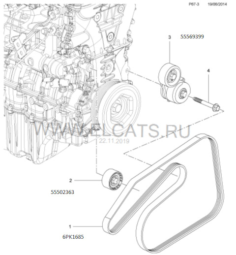 55502363 ШКИВ НАТЯЖИТЕЛЯ РЕМНЯ ГРМ [ORG] GM | Запчасти на DRIVE2