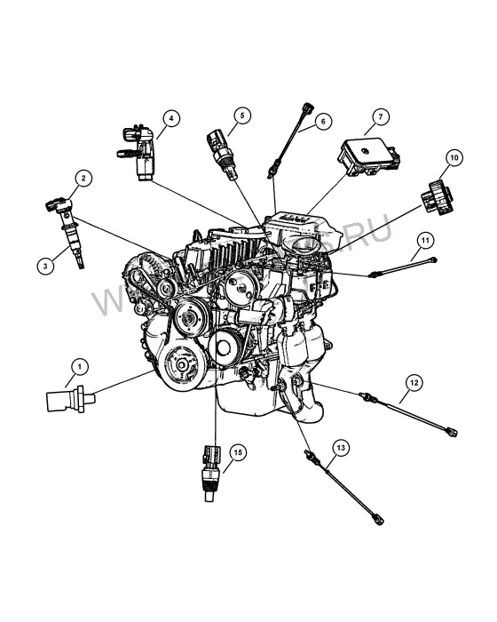 Каталожные номера датчиков Jeep Grand Cherokee WJ 2003, ERH 4.0л., 197 ...