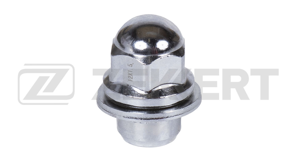 BE4103 Гайка колесная с шайбой, M12 x 1,5, L=37, ключ 21, Хром ZEKKERT ...