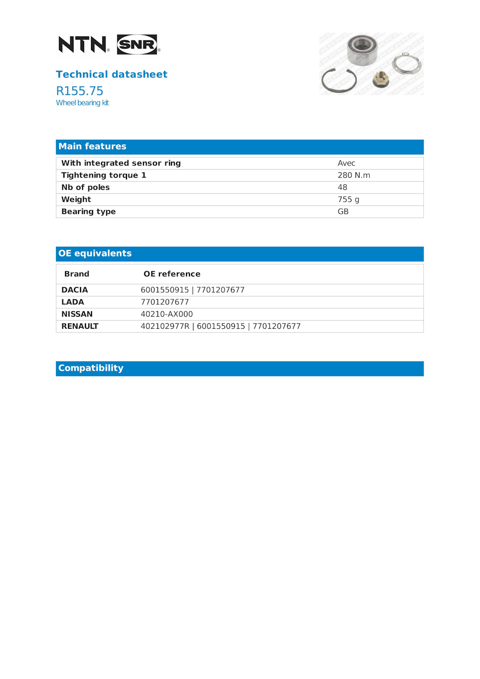 402102977R Ремкомплект ступицы RENAULT | Запчасти на DRIVE2