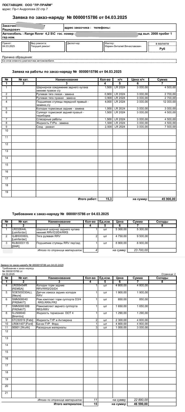 1. Первый визит в сервис после покупки, ЛР-ПРАЙМ — Land Rover Range ...