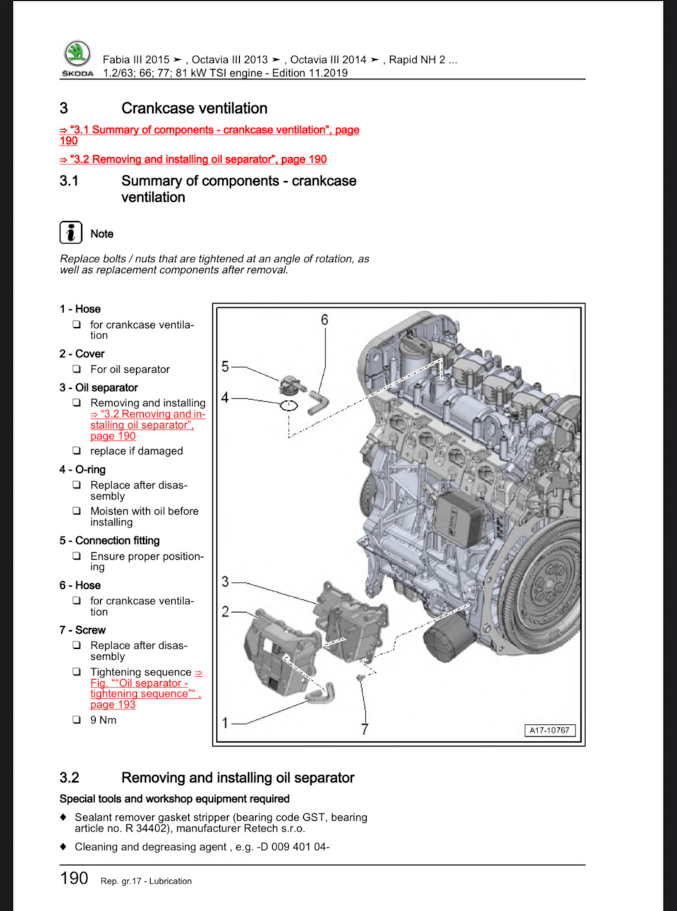 Замена маслоотделителя Octavia A7 1.2 — Skoda Octavia A7 Mk3, 1,2 л ...