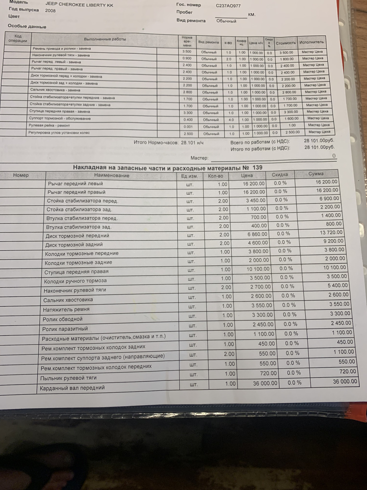 Резюме и деньги по ходовой. — Jeep Cherokee (KK), 2,8 л, 2008 года ...