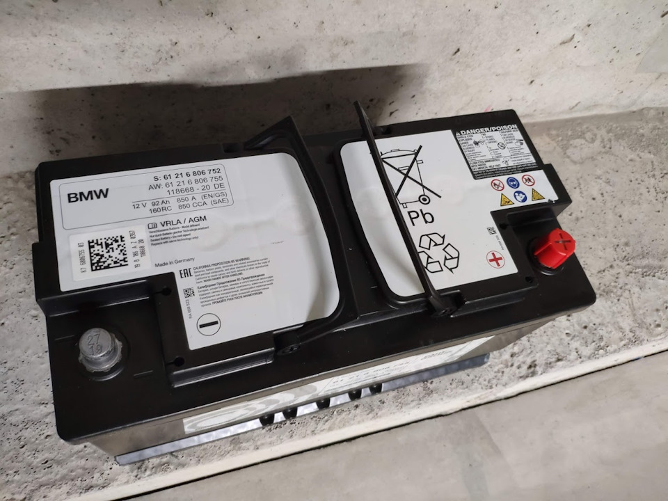 61216806755 Ориг.акк.бат BMW AGM 12V 92Ah 850 A BMW | Запчасти на DRIVE2