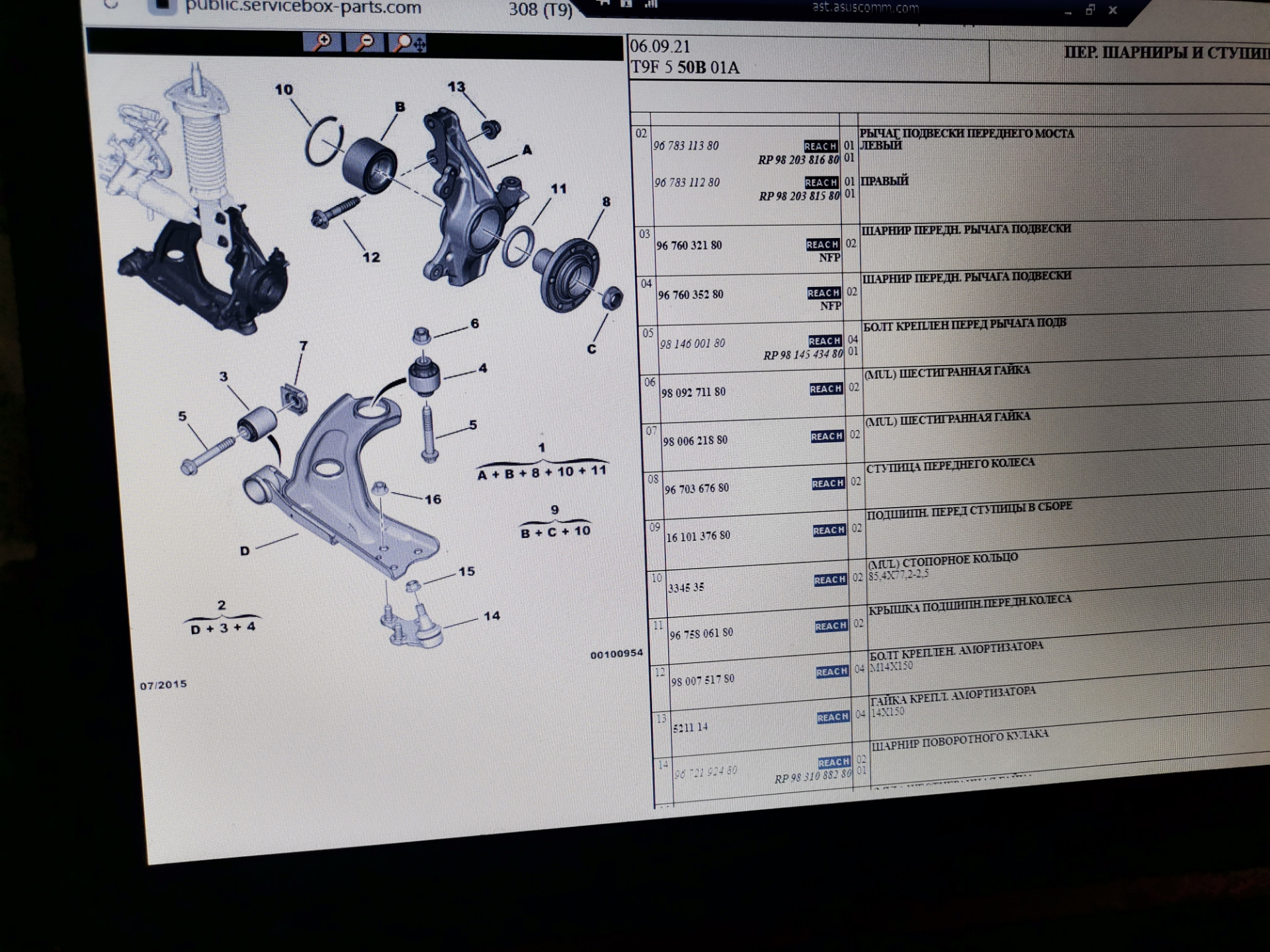 Коды запчастей для 2.0 hdi — Peugeot 308 SW (2G), 1,6 л, 2016 года ...