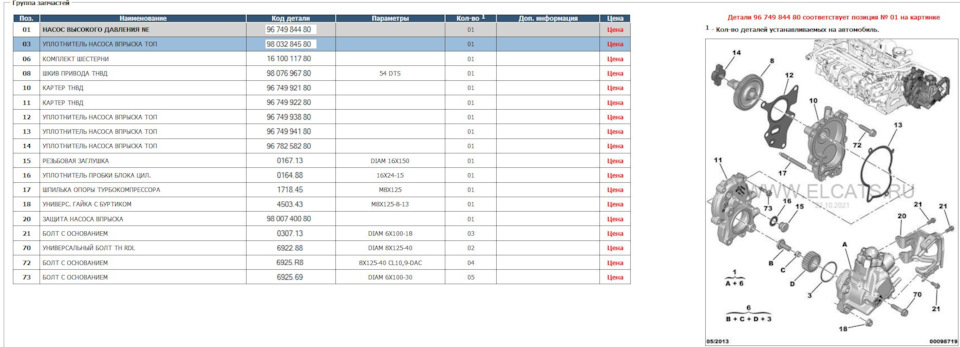 Номера прокладок топливного насоса высокого давления — Ford S-Max (2G ...