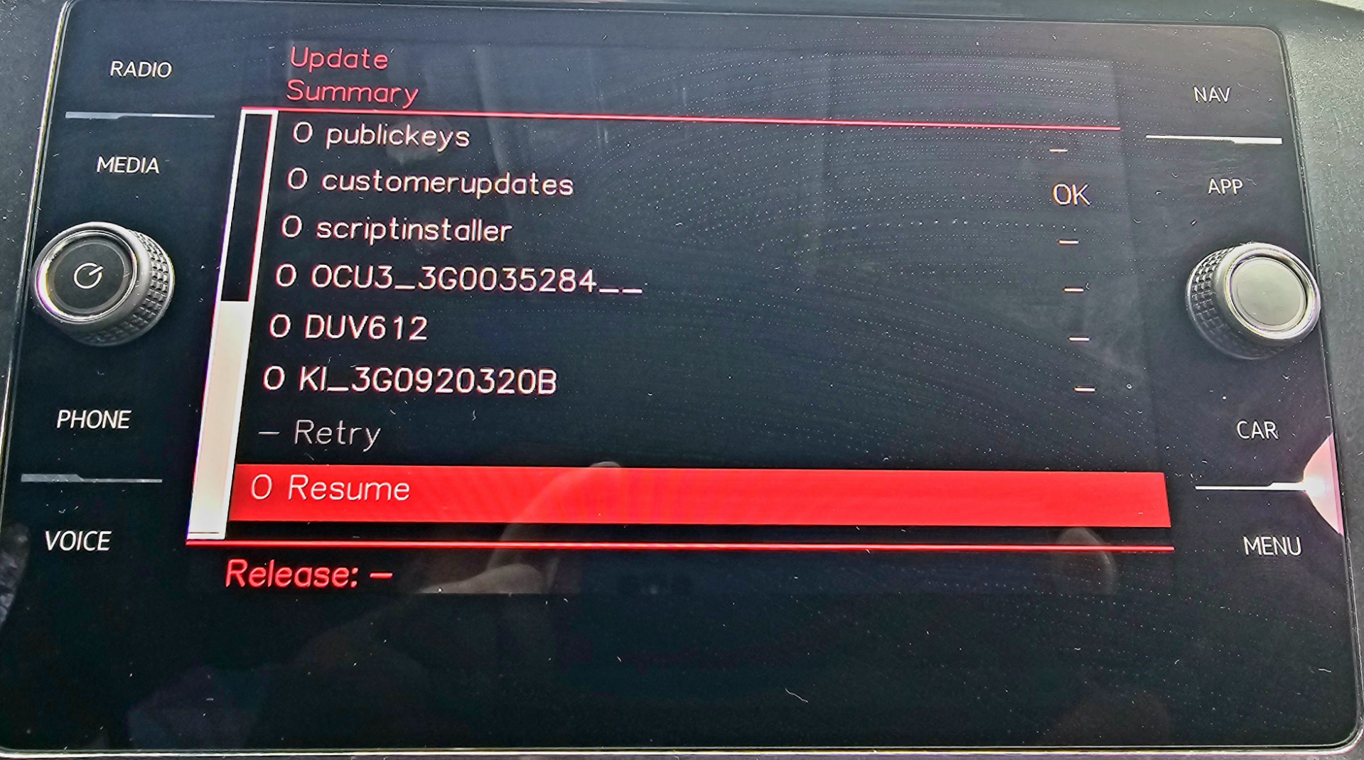 Обновление прошивки MIB3 MOI3 Preh/Joynext с SW:0330 на SW:0332 ...